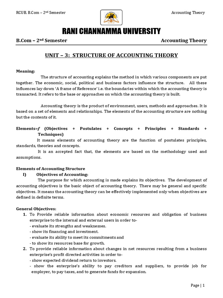 Accounting Theory Structure Guide | PDF | Debits And Credits | Equity ...