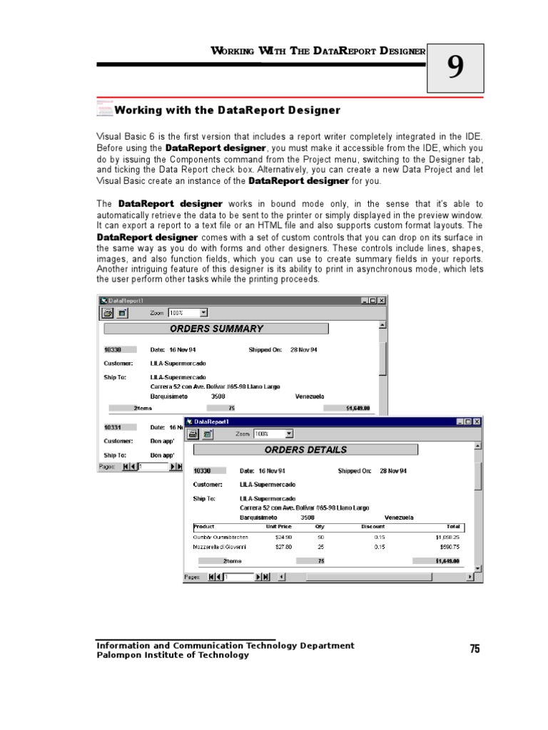 DataReport Designer in Visual Basic 6 | PDF | Computing | Software