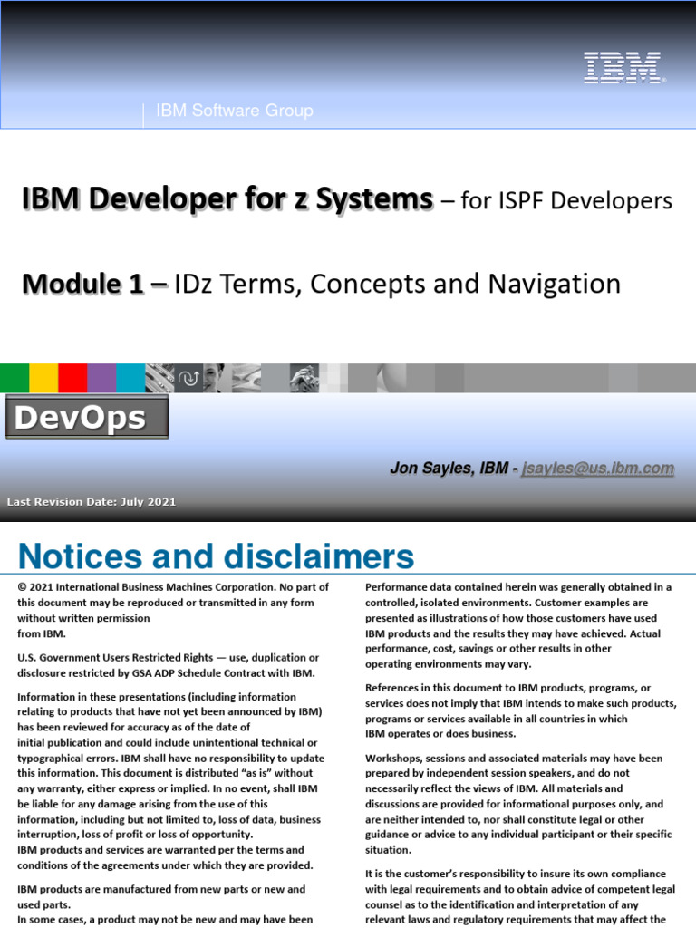 IDz Workbench Module 1 - Product and Eclipse Overview | PDF | Ibm Db2 ...