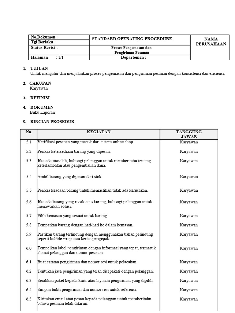 Proses Pengemasan Dan Pengiriman Pesanan | PDF
