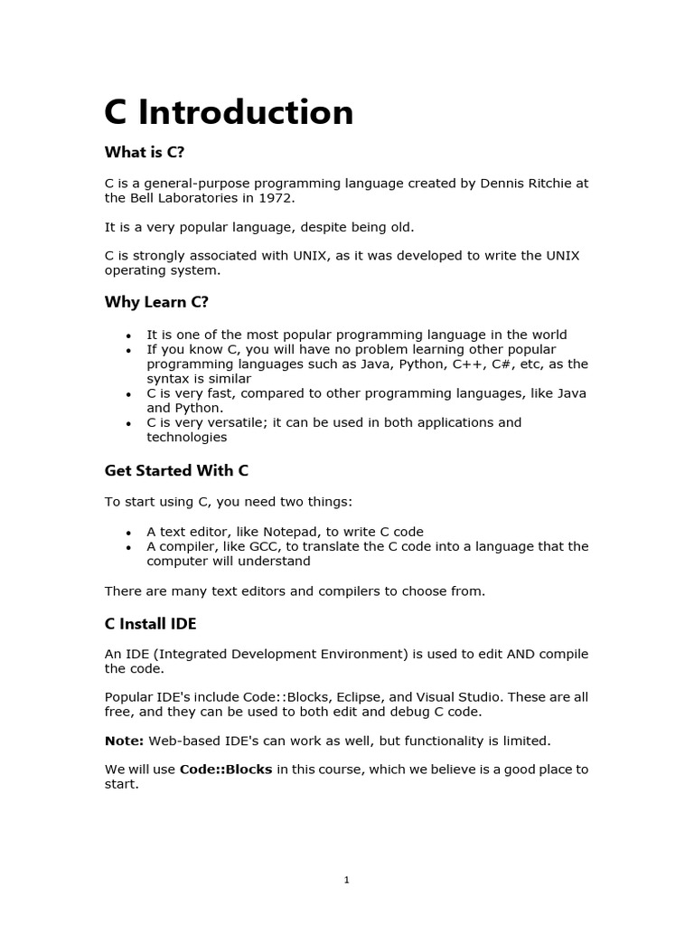 C Introduction | PDF | Data Type | Boolean Data Type
