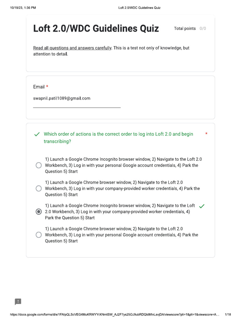 Loft 2.0 - WDC Guidelines QuizSwapnil | PDF