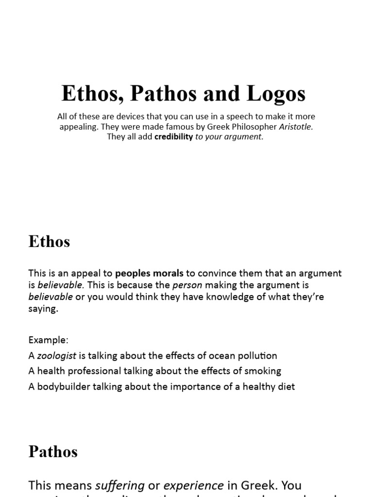 Ethos, Pathos and Logos | PDF