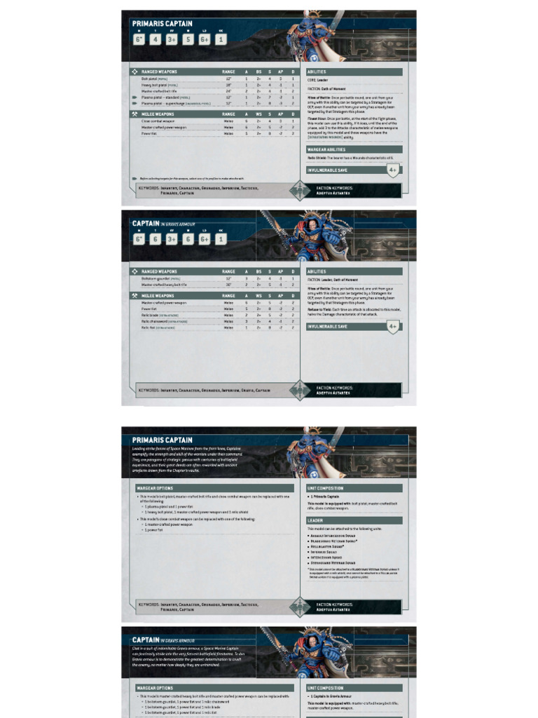 Space Marines - Datacards | PDF