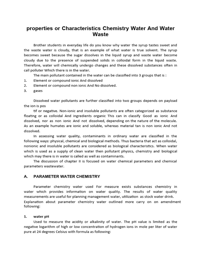 Properties and Characteristics of Water | PDF | Hydroxide | Alkalinity