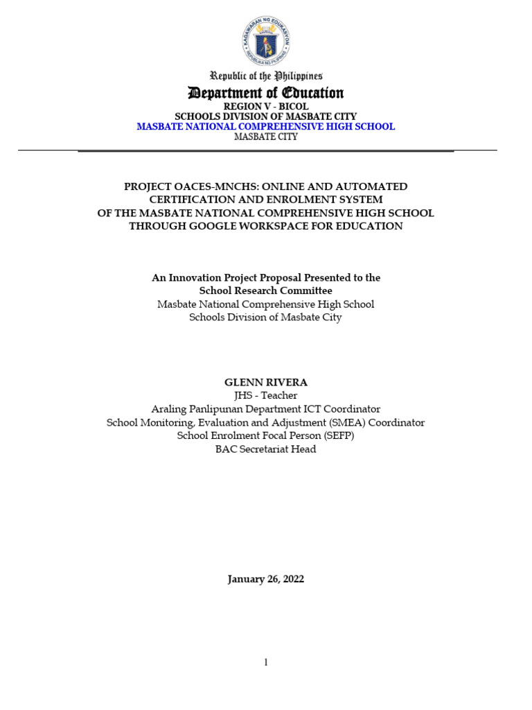 INNOVATION Project Proposal | PDF | Educational Technology | Automation