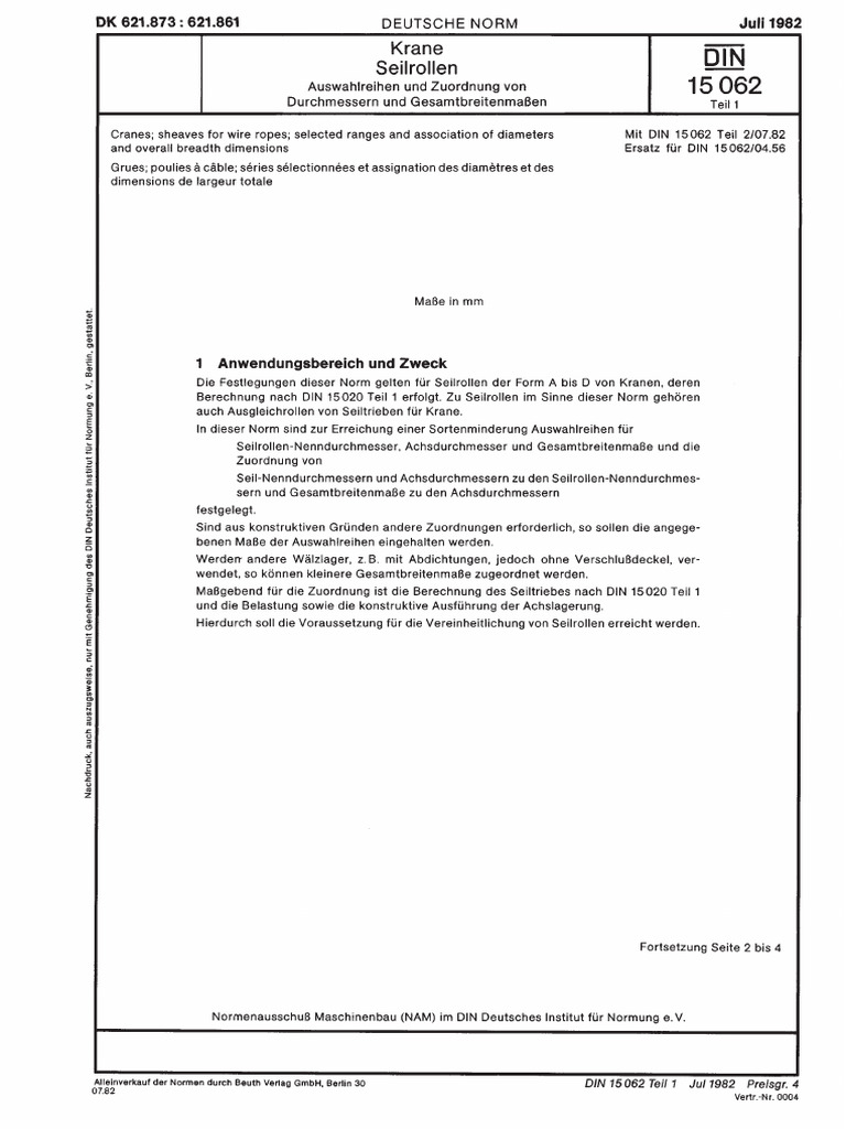 Din 15062-1 1982-07 | PDF