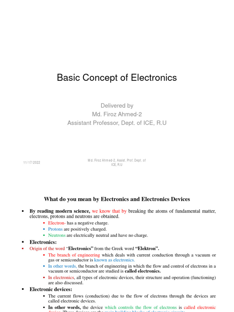 1.basic Concept of Electronics | PDF | Electrical Network | Electronics