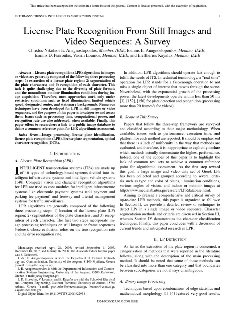 License Plate Recognition From Still Ima | PDF | Image Segmentation | Support Vector Machine