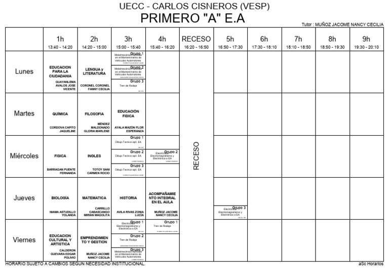 Horario 1t.vespertina (1) - 17 | PDF