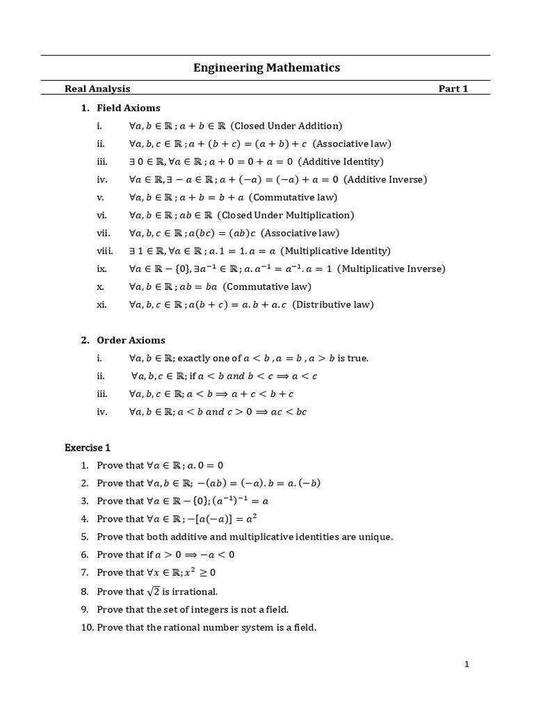 22-Real Analysis Tute 1 PDF | PDF | Empty Set | Algebra
