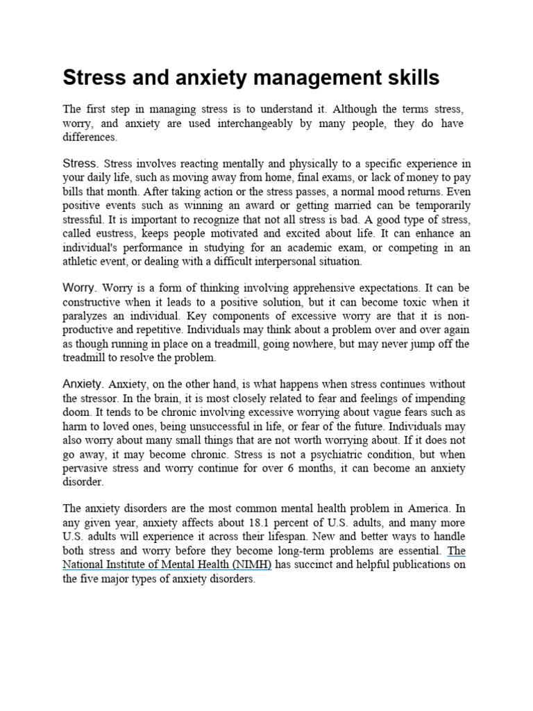 Effective Stress and Anxiety Management | PDF | Anxiety | Relaxation ...