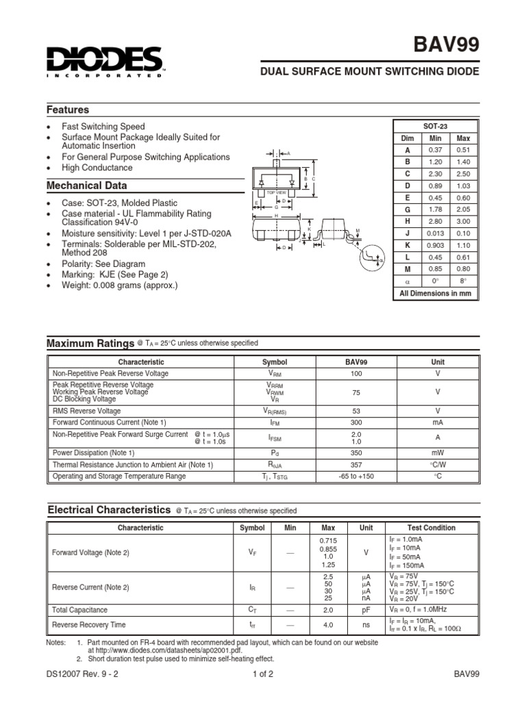 BAV99 | PDF | Diode | Capacitor