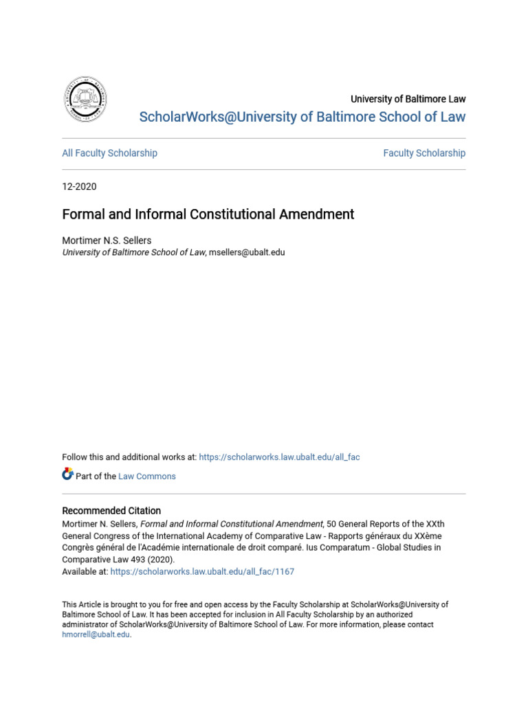 Formal and Informal Constitutional Amendment | PDF | Rule Of Law ...