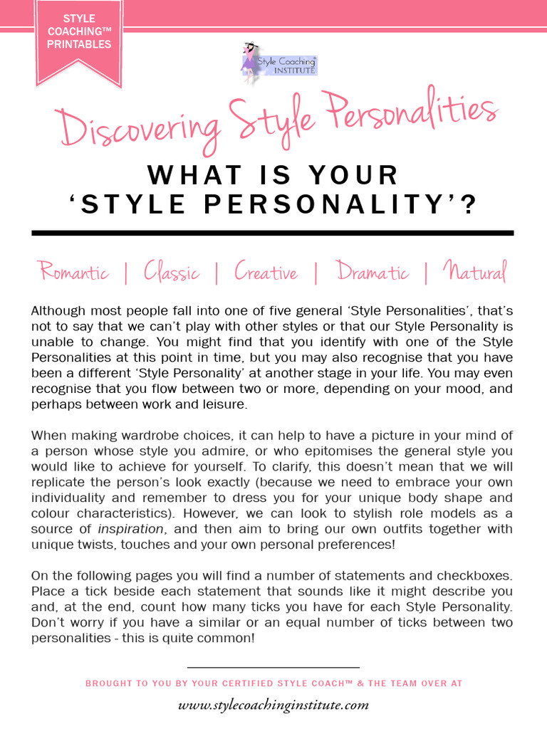 Style Personality Questionnaire | PDF | Fashion | Clothing