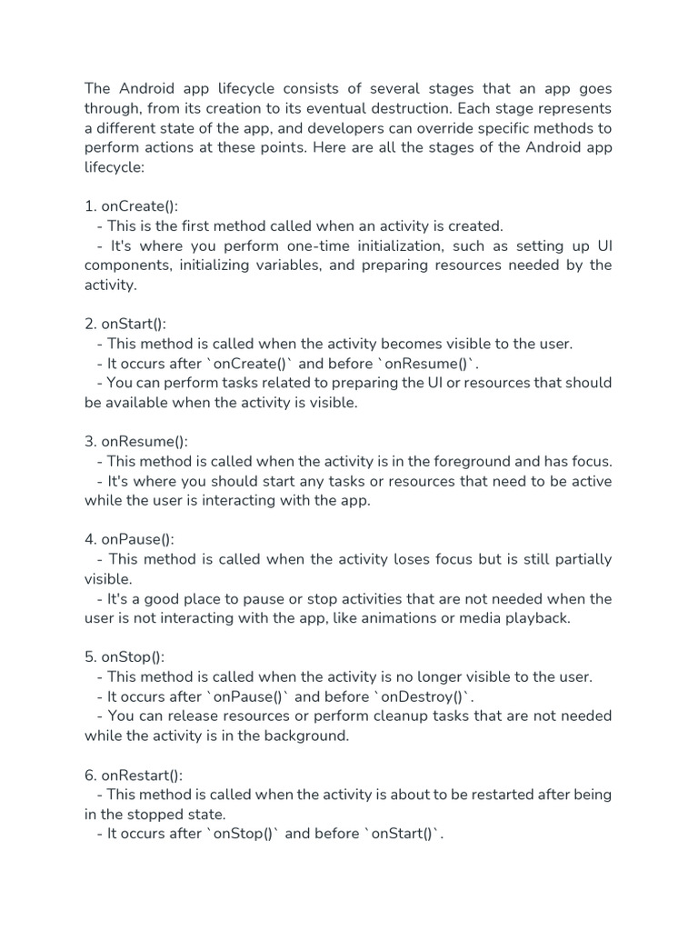 Android Lifecycle Download Free Pdf Mobile App Android Operating System