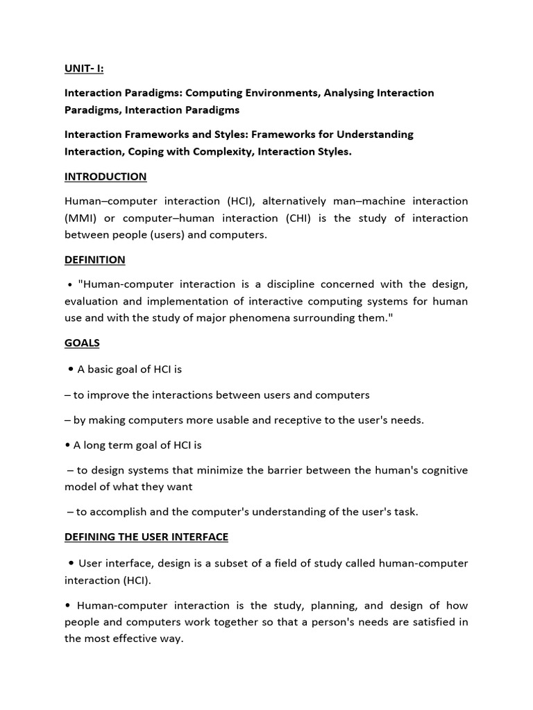 HCI Unit 2 Interaction Paradigms | PDF | Human–Computer Interaction | Computer Network