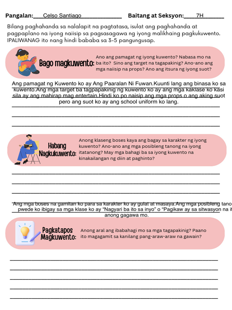 (G7 Worksheet) Ang Aking Kuwento | PDF
