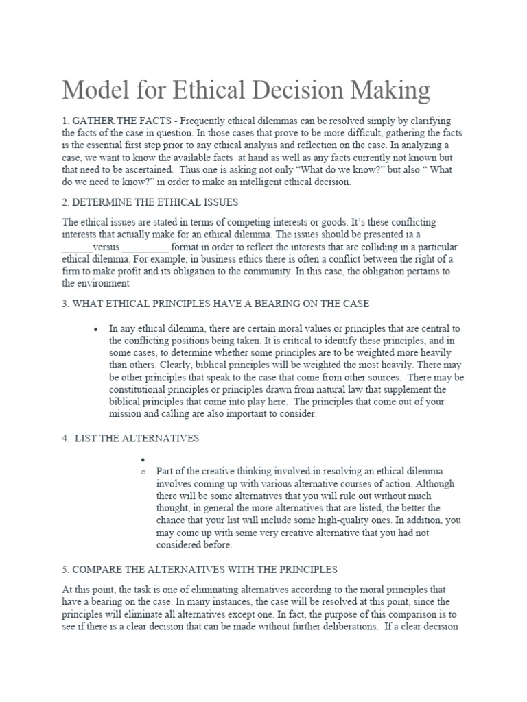 Model For Ethical Decision Making | PDF | Cognition