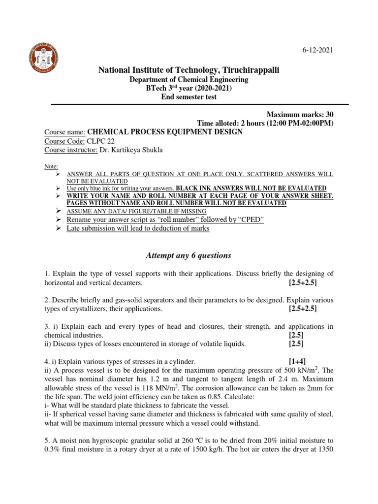 Endsem 21' | PDF | Clothes Dryer | Distillation
