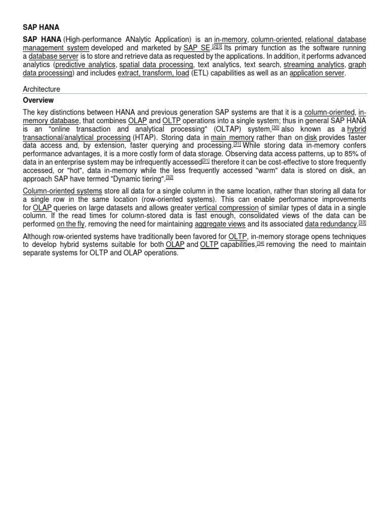 Sap Hana | PDF | Computing | Software Engineering