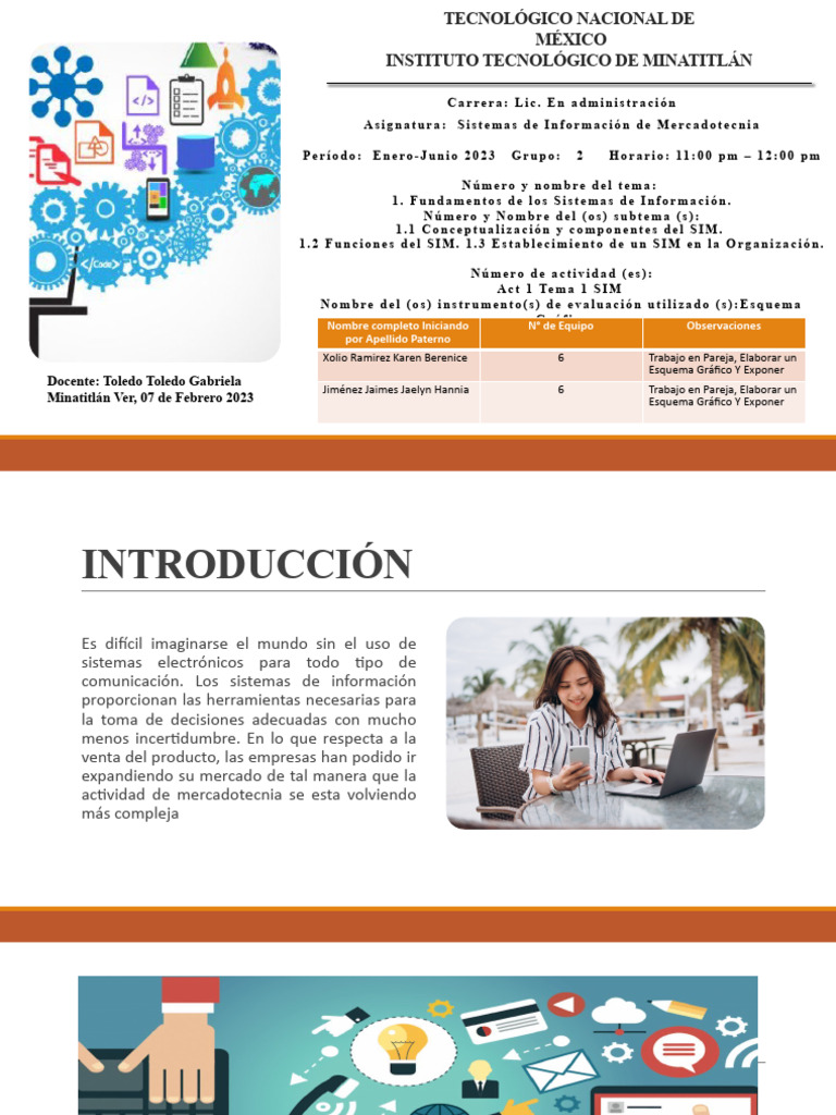 Act 1 Tema 1 Diapositivas Exposición | PDF | Marketing | Sistema de informacion