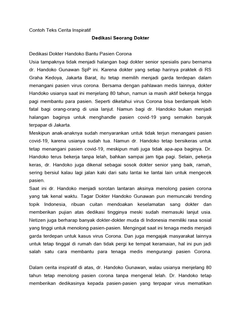 Contoh Teks Cerita Inspiratif | PDF