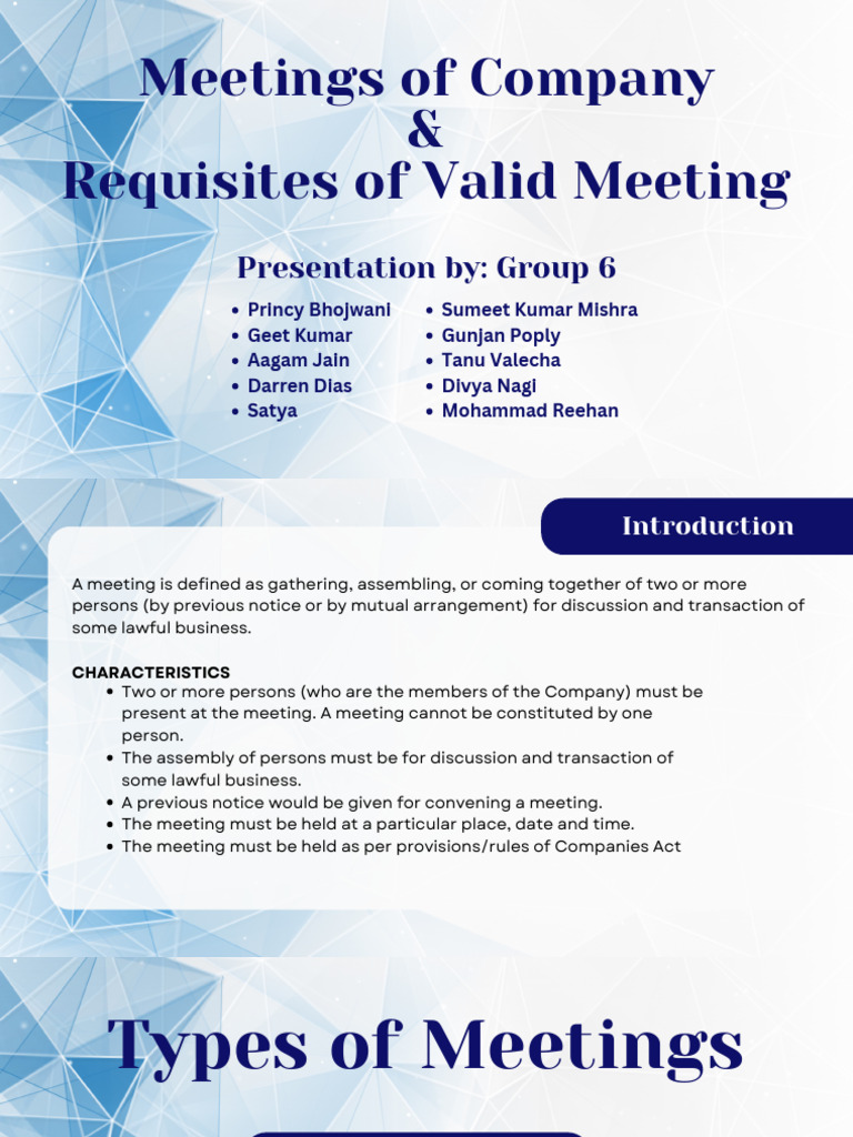 LAB - Group 6 - Meetings of Company | PDF | Liquidation | Private Law