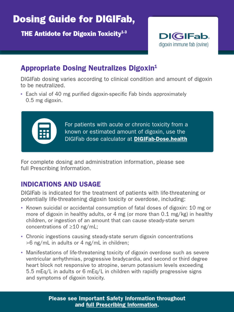 DigiFab Dosing Card | PDF | Pharmacology | Medical Specialties