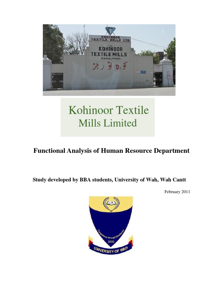 Kohinoor Textile: Mills Limited | PDF | Employment | Human Resource ...