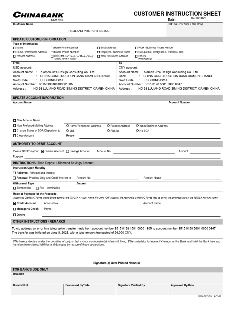 Cis Blank | PDF | Banks | Deposit Account