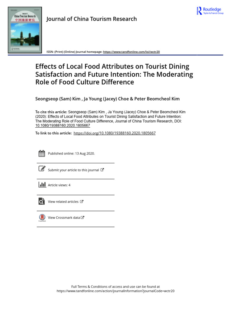 Local Food Impact on Tourist Satisfaction | PDF | Survey Methodology ...