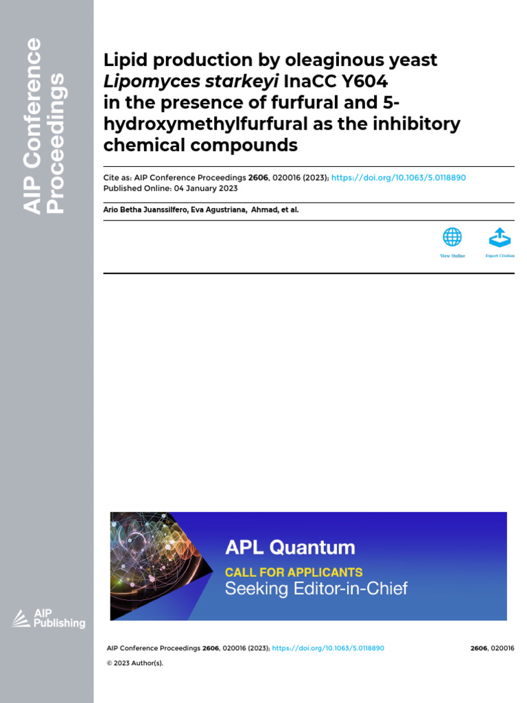 Lipomyces Starkeyi Inacc Y604 | PDF | Glucose | Yeast