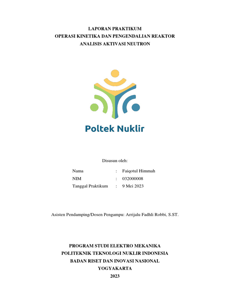 Poltek Nuklir Analisis Aktivasi Neutron Faiqotul Himmah | PDF | Metode & Bahan Ajar