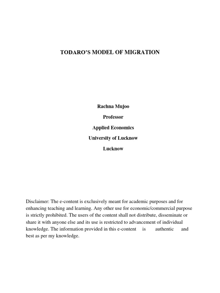 Todaro | PDF | Labour Economics | Human Migration