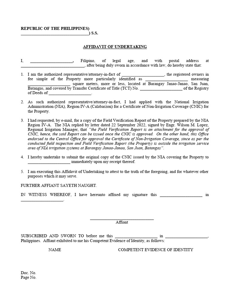 Oct 10 2022 Undertaking Submission of Orig CNIC | PDF | Affidavit ...