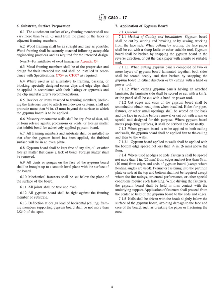ASTM C 840 2017 Gypsum Installation | PDF