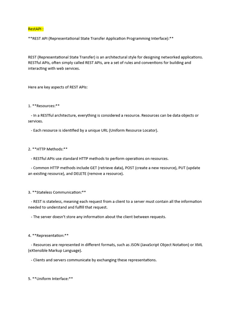 Rest Api Pdf Representational State Transfer Web Service