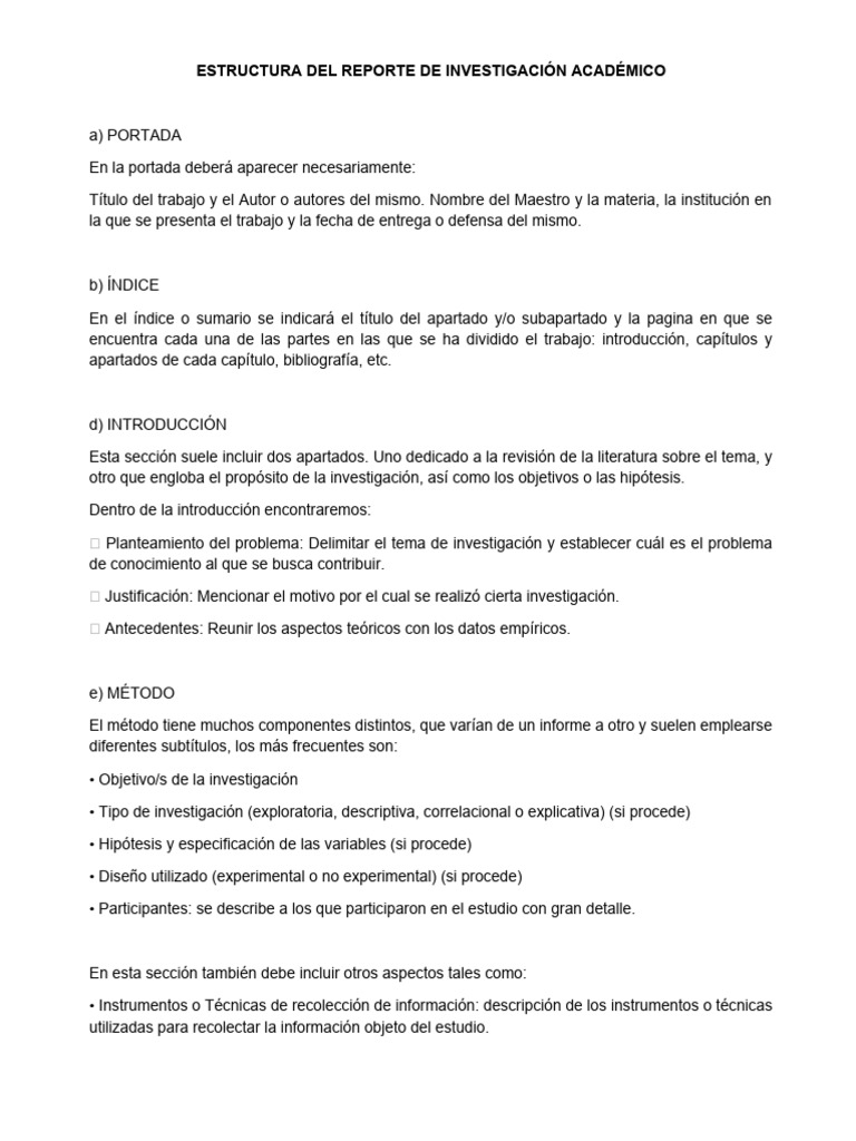 Estructura Del Reporte de Investigación Académico | PDF | Experimentar | Estadísticas