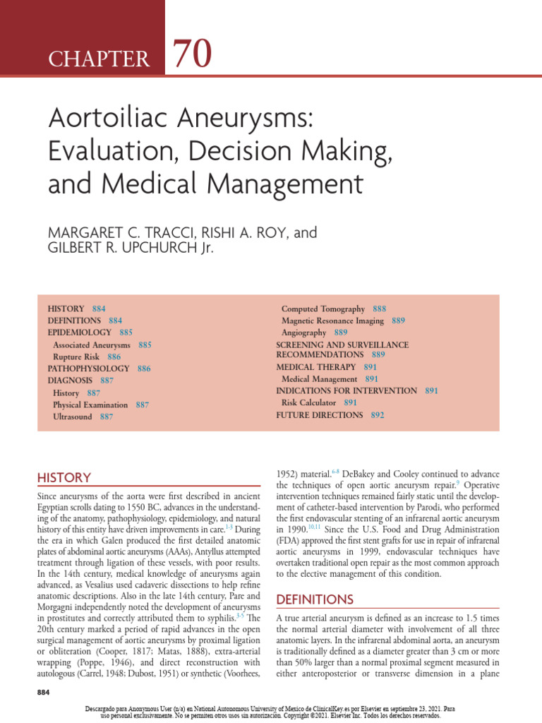 Aortoiliac Aneurysms: Evaluation, Decision Making, and Medical ...