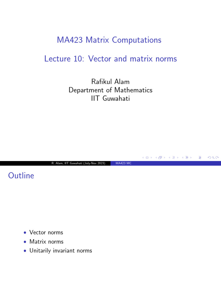 Lect 10 | PDF | Matrix (Mathematics) | Mathematical Concepts