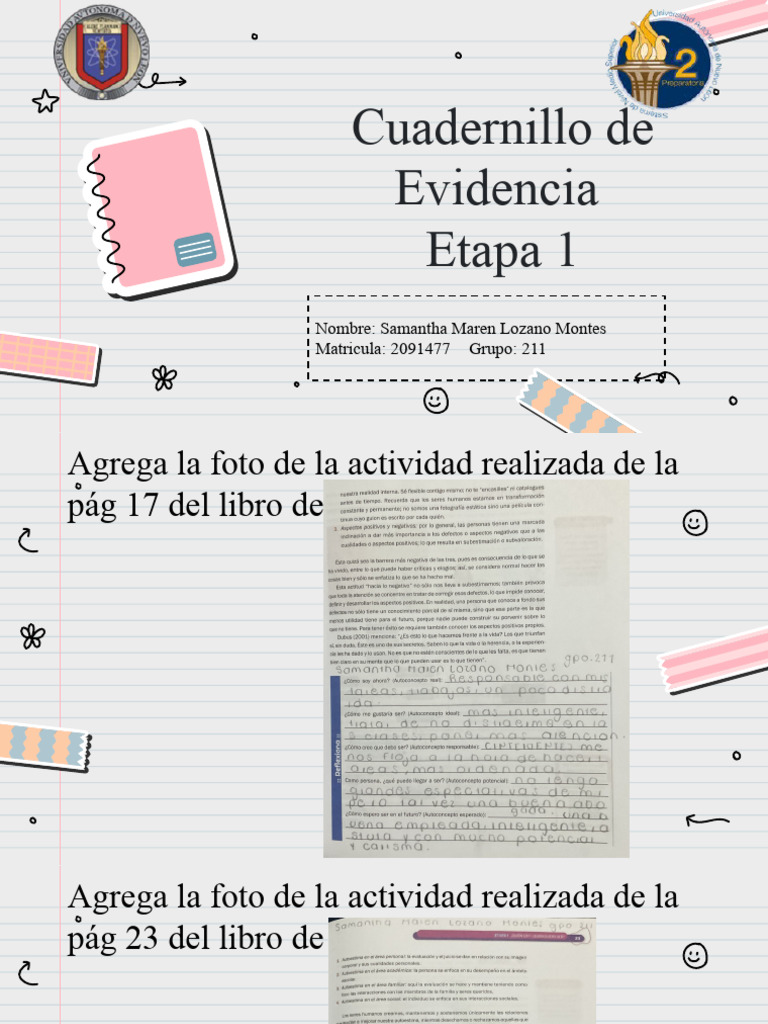 Cuadernillo Evidencia Etapa 1 | PDF | Crecimiento personal y profesional
