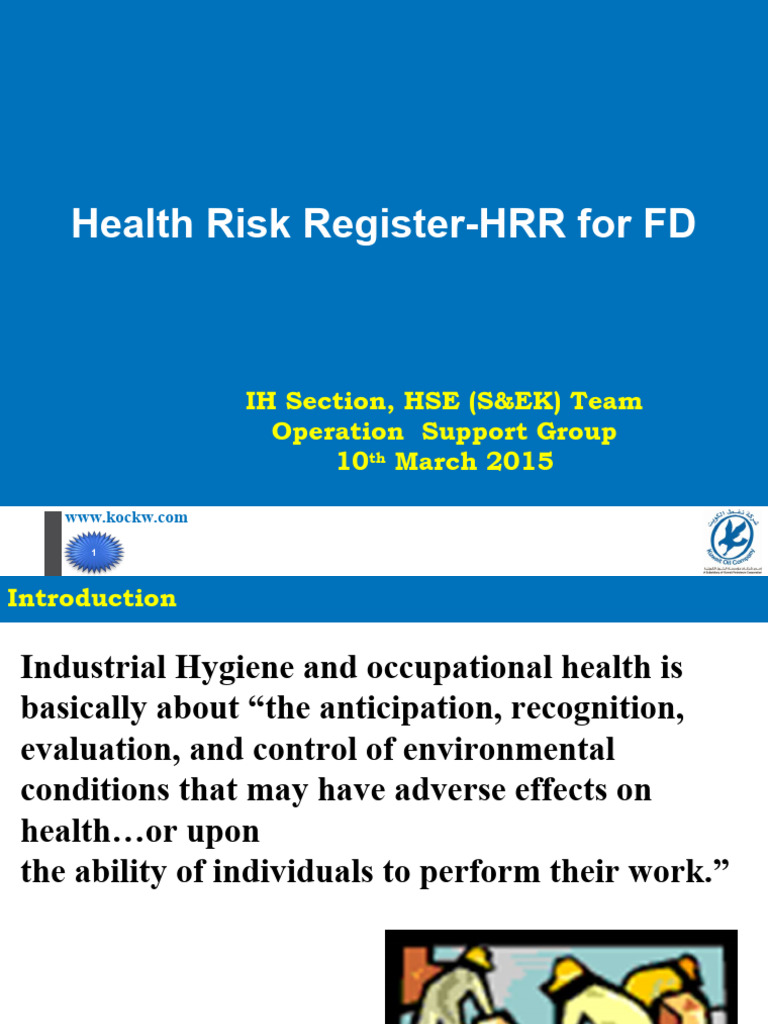 Health Risk Register - FDSEK1 | PDF | Occupational Safety And Health | Risk