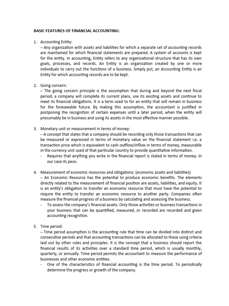 Basic Features of Financial Accounting | PDF | Financial Accounting ...