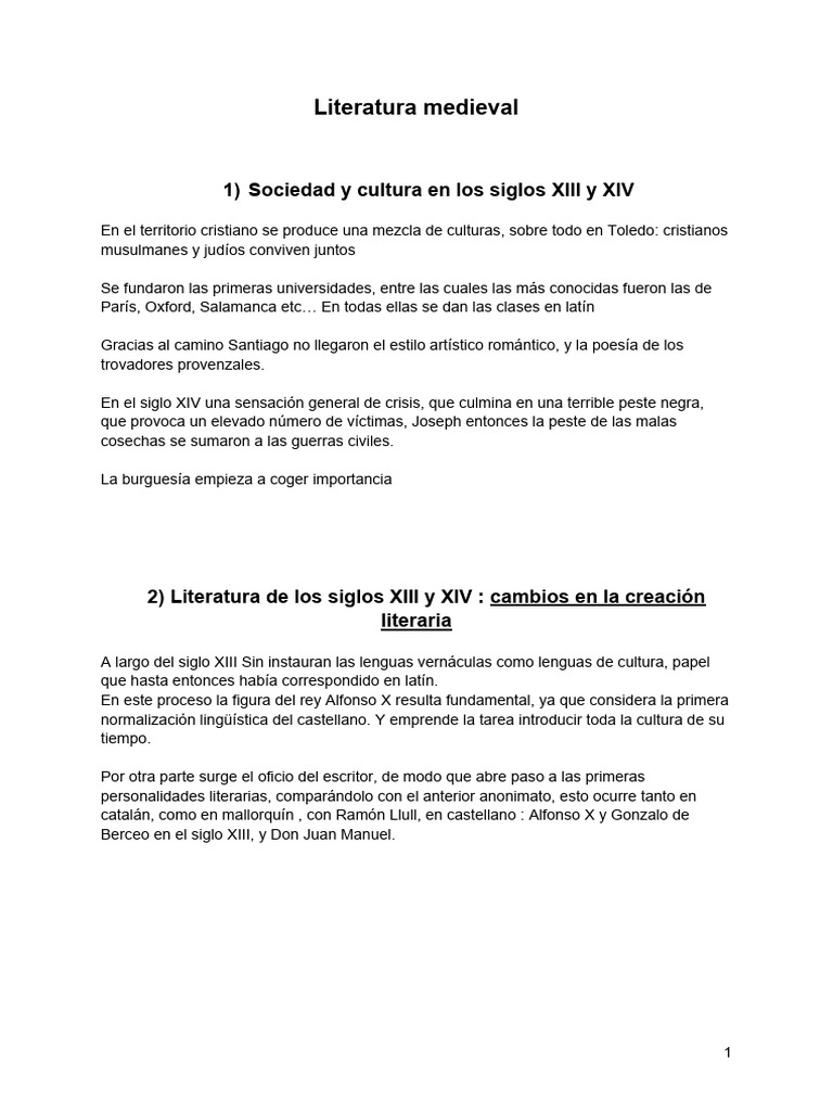 Literatura Medieval | PDF | Literatura española