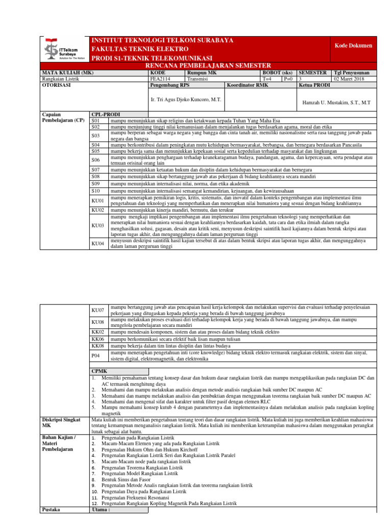 RPS Rangkaian Listrik Tel-U | PDF