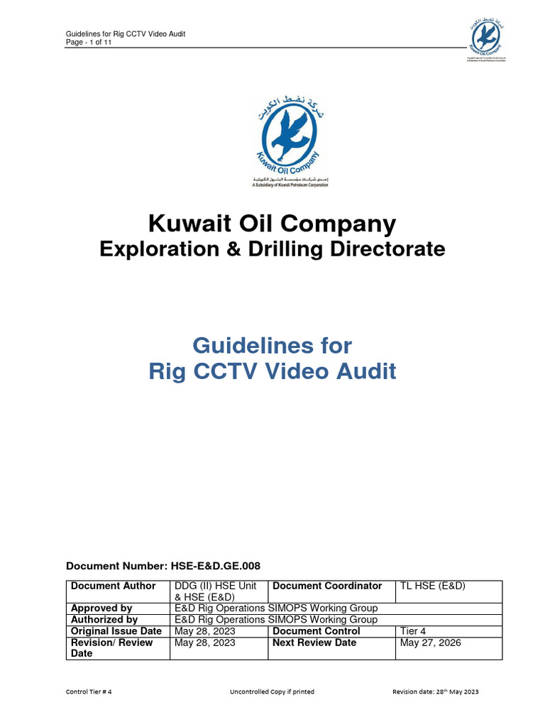 HSE-E&D.ge.008 Guidelines For Rig CCTV Video Audit - Final | PDF ...
