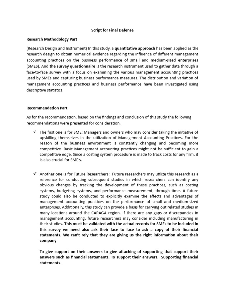 Script For Final Defense | PDF | Small And Medium Sized Enterprises ...