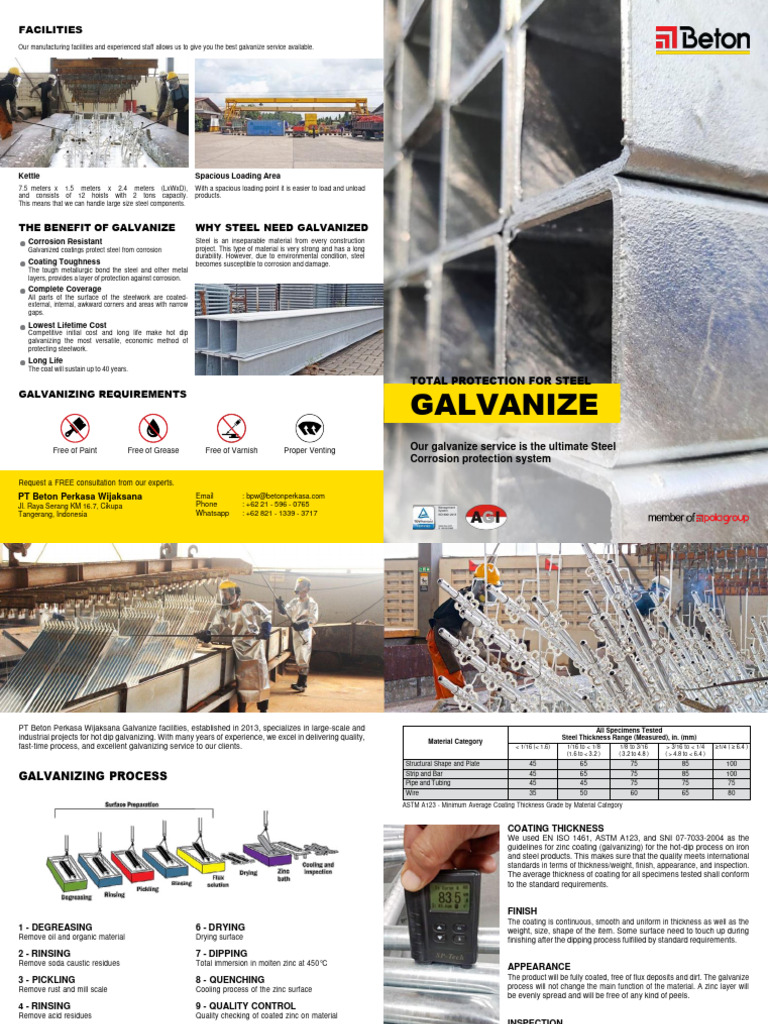 Galvanize Brochure | PDF | Corrosion | Galvanization