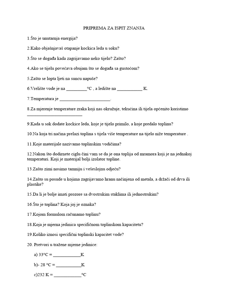 Ispit Znanja 7.razred | PDF